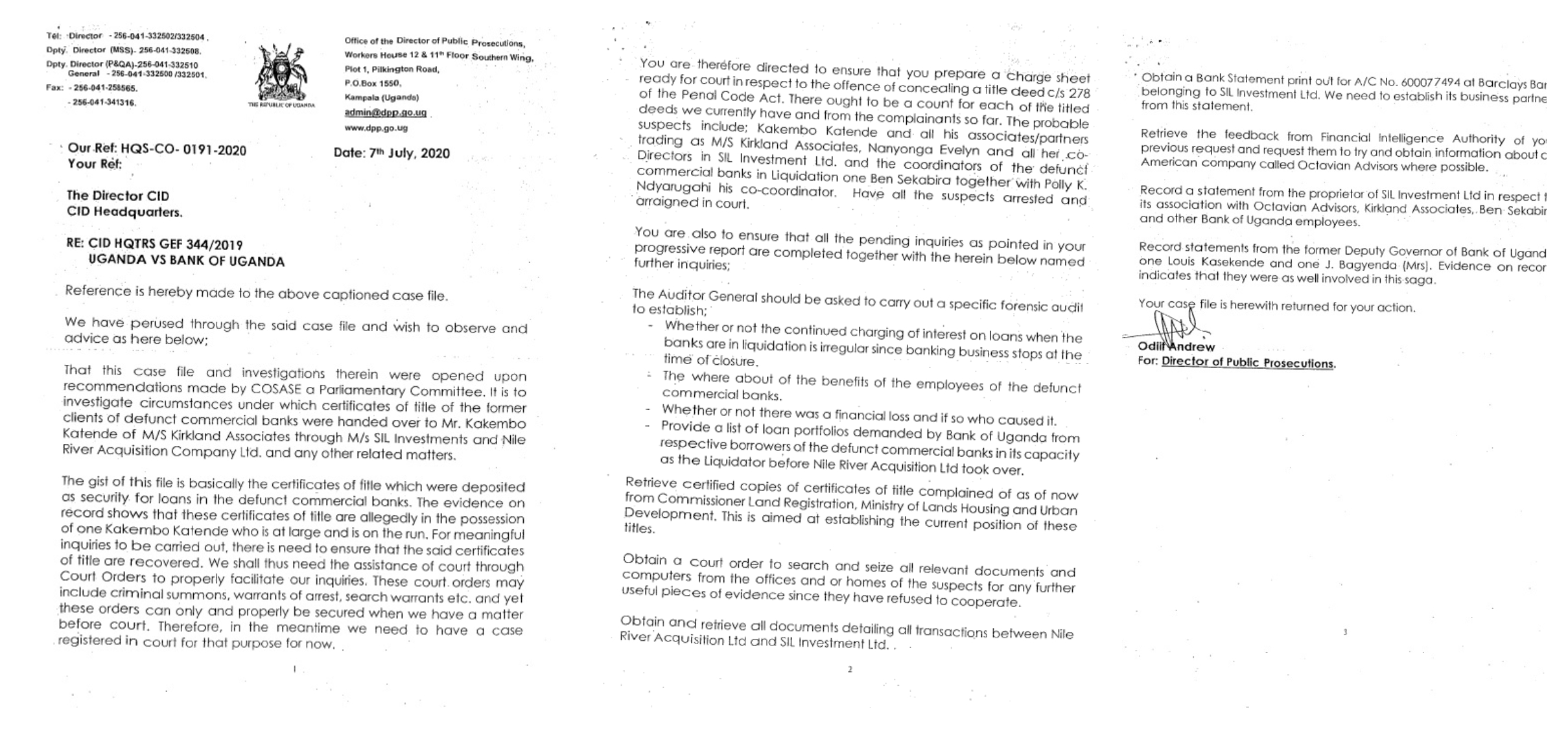 CID Letter – CEO East Africa