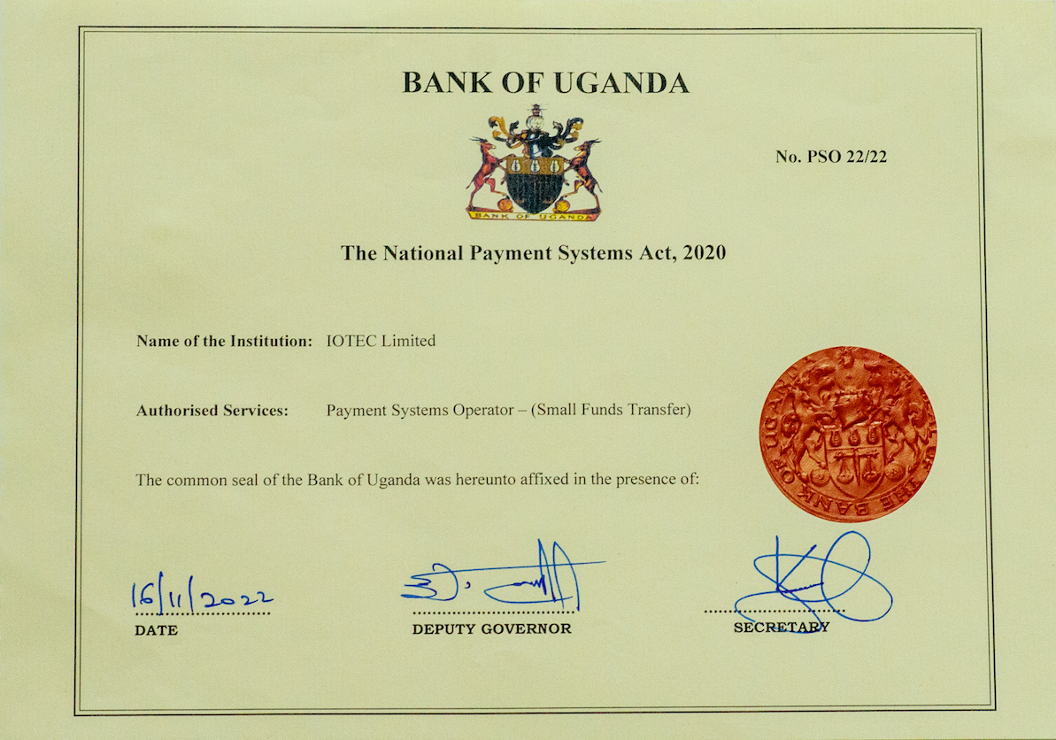 Fintech firm, ioTec Limited issued two licenses by the Central Bank of ...