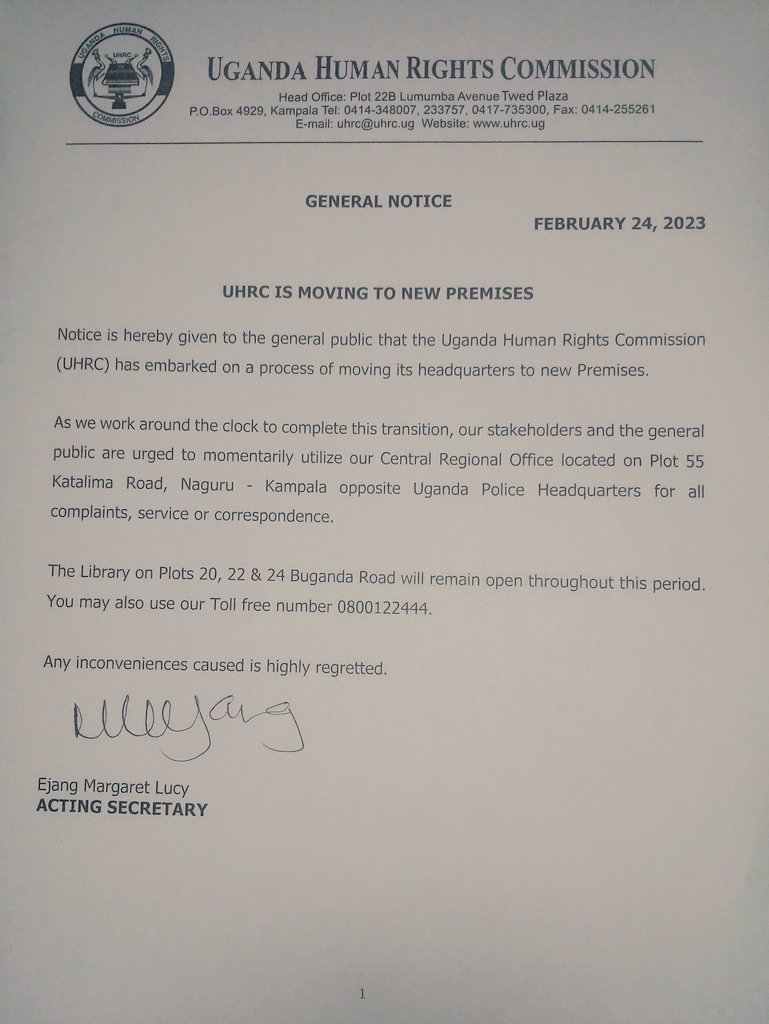 UHRC-Notice – CEO East Africa