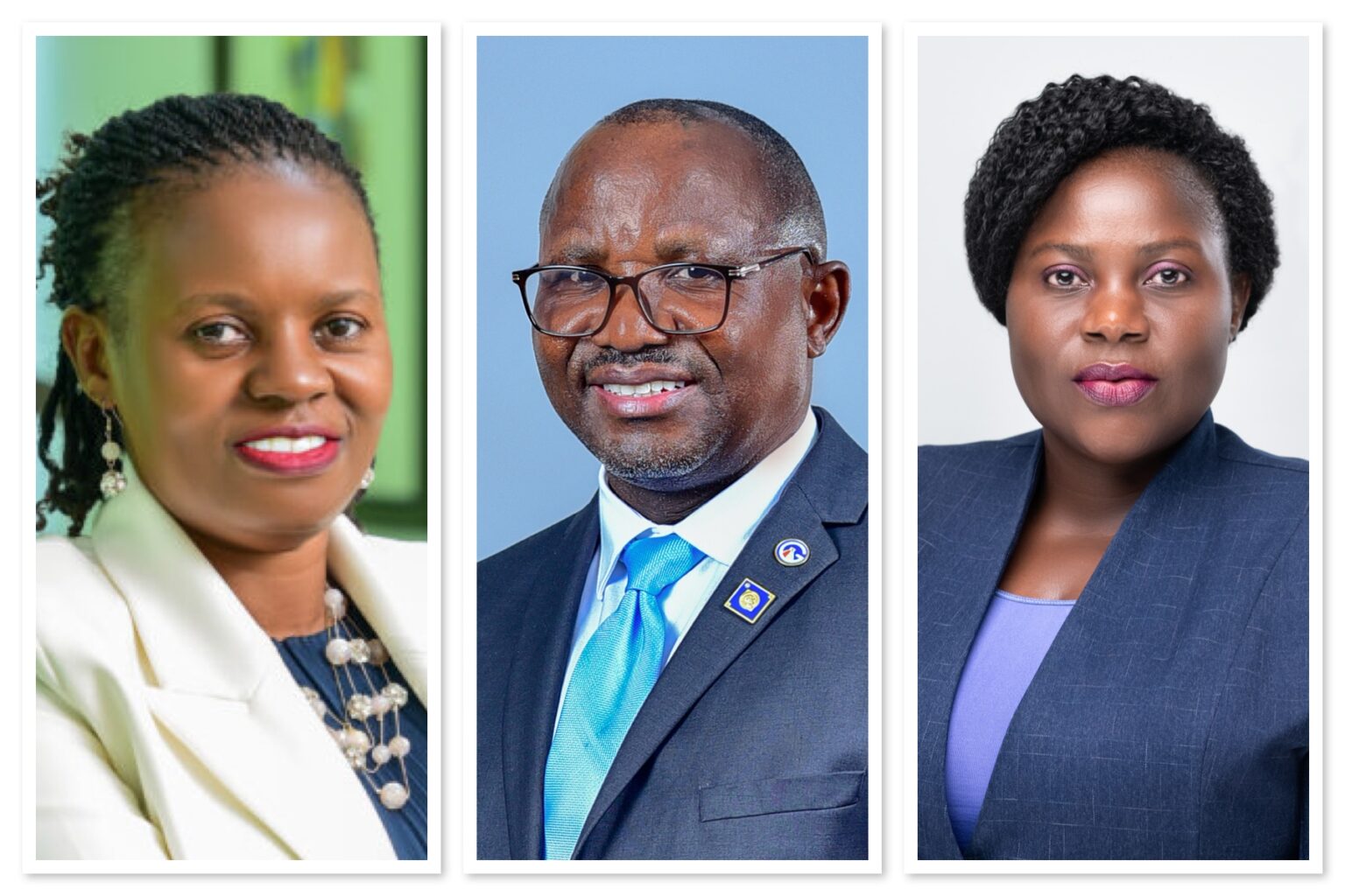 A photo collage of Finance Trust Bank Managing Director, Annet Nakawunde, Centenary Bank ...