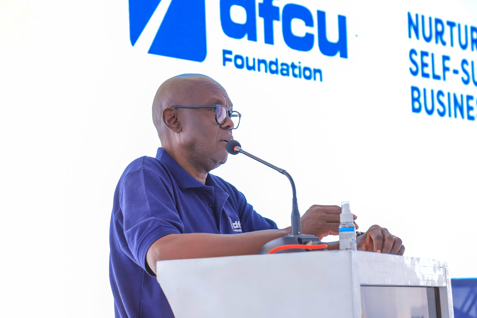 A Stakeholder speaking during the launch of dfcu Foundation on Thursday May 29th 2025 in Mbarara ...